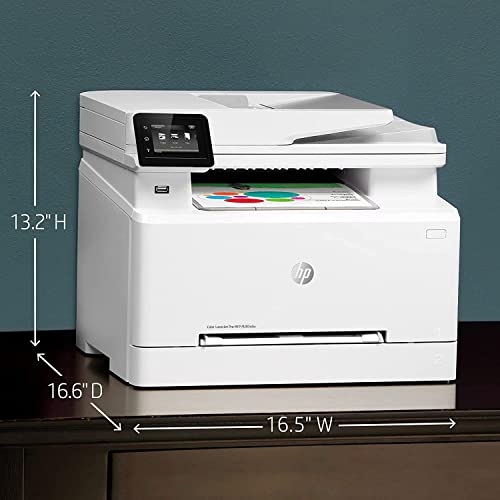 HP Laserjet Pro MFP M283cdw All-in-One Wireless Color Laser Printer, White - Print Scan Copy Fax - 22 ppm, 600 x 600 dpi, 50-Sheet ADF, Auto Duplex Printing, Ethernet, Cbmoun Printer_Cable