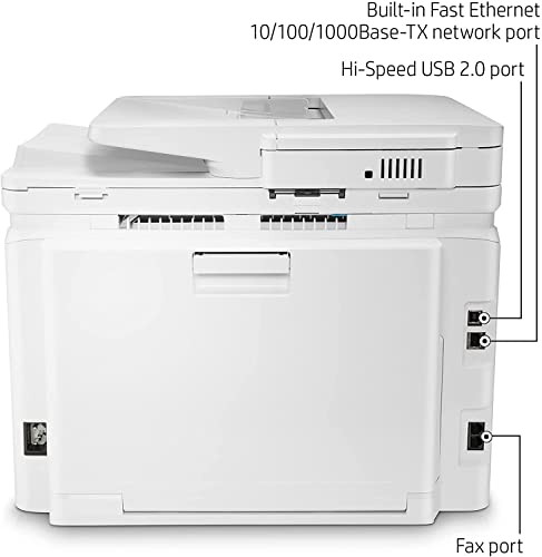 HP Laserjet Pro MFP M283cdw All-in-One Wireless Color Laser Printer, White - Print Scan Copy Fax - 22 ppm, 600 x 600 dpi, 50-Sheet ADF, Auto Duplex Printing, Ethernet, Cbmoun Printer_Cable