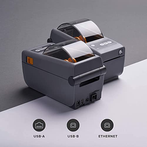 ZEBRA ZD410 Direct Thermal Only Barcode Label Desktop Printer - Ethernet, Bluetooth, USB and USB Host Connectivity, 2" Print Width, 203 DPI, 6 IPS, Monochrome - ZD41022-D01E00EZ JTTANDS