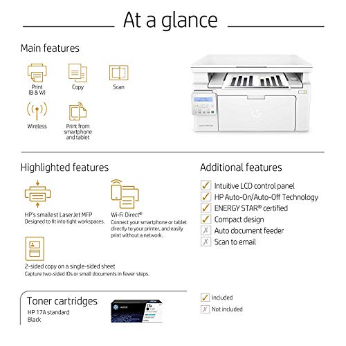 HP LaserJet Pro M130nw All-in-One Wireless Laser Printer, Works with Alexa (G3Q58A). Replaces HP M125nw Laser Printer