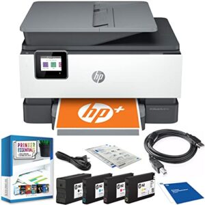 hp officejet pro 9015e wireless all-in-one printer with color photo print, copy, scan, fax, auto 2-sided printing, mobile 1g5l3a bundle with dge usb print cable + business software kit