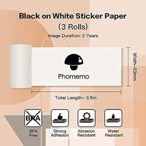 Phomemo M02 Pro Thermal Pocket Printer- Mini Bluetooth Thermal Printer with 3 Rolls White Sticker Paper, Compatible with iOS + Android for Learning Assistance, Study Notes, Journal, Fun, Work, White