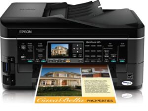 epson workforce 645 wireless all-in-one color inkjet printer, copier, scanner, fax, ios/tablet/smartphone/airprint compatible (c11cb86201)