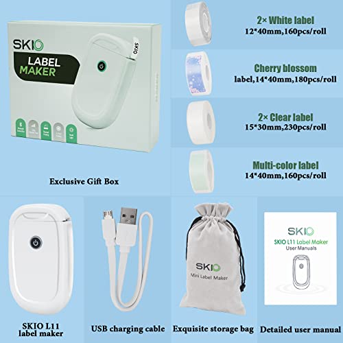 SKIO Label Makers, L11 Label Maker Machine with Tape, Portable Bluetooth Mini Label Printer for Labeling, Handheld Small Labeler Machine with Tape, Suitable for School Home Office Organization