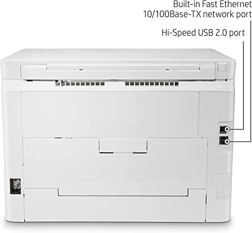 HP Color Laserjet Pro MFP M182nw All-in-One Wireless Laser Printer - Print Scan Copy - 17 ppm, 600 x 600 dpi, 256MB Memory, Photo Printing, 8.5 x 14, 2-Line LCD, Ethernet, White, Cbmou Printer Cable