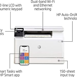 HP Color Laserjet Pro MFP M182nw All-in-One Wireless Laser Printer - Print Scan Copy - 17 ppm, 600 x 600 dpi, 256MB Memory, Photo Printing, 8.5 x 14, 2-Line LCD, Ethernet, White, Cbmou Printer Cable