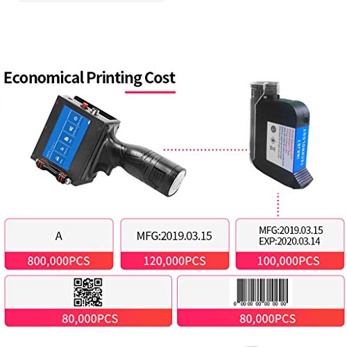 PEKOKO LB100S Portable Hand Jet Handheld TIJ Thermal Inkjet Printer 12.7mm Online QR Bar Batch Date Number Coding Machine for Carton Box,Food Package,Drink Bottle