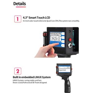 PEKOKO LB100S Portable Hand Jet Handheld TIJ Thermal Inkjet Printer 12.7mm Online QR Bar Batch Date Number Coding Machine for Carton Box,Food Package,Drink Bottle