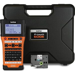 brother pt-e500 handheld industrial label printer with pc connectivity, orange – 1.2″ per second print speed, up to 24mm tape size, 180 dpi, usb interface, auto cut labeling tool with carrycase