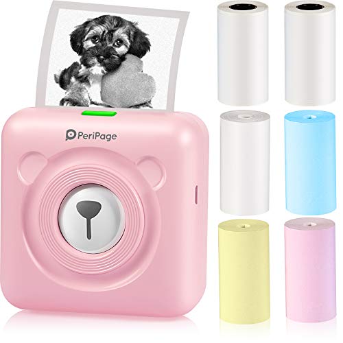 Weewooday Peripage Mini Printer Portable Printer Pocket Printer A6 Portable Thermal Printer Label Sticky Note Sticker Photo Printer for Smart Phone with Bluetooth USB Connect