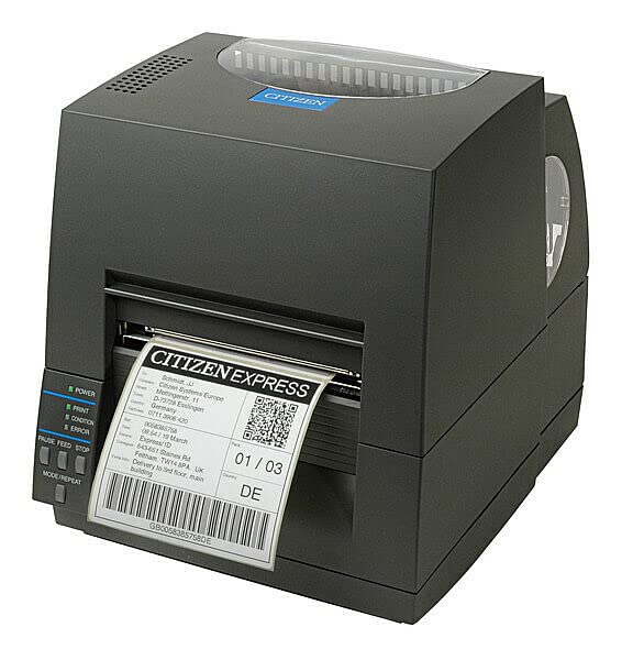 Citizen America CL-S621-GRY CL-S621 Series Thermal Transfer/Direct Thermal Barcode and Label Printer with USB/Serial Connection, 4" Maximum Print Width, 203 DPI Resolution, Gray