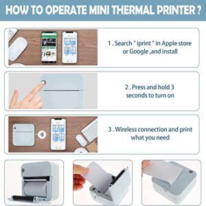 TVAIGER Mini Printer, Portable Thermal Printer, Bluetooth Inkless Lable Printers with 6 Rolls Printing Paper Compatible with iOS and Android for Label Receipt Photo Notes and Memos