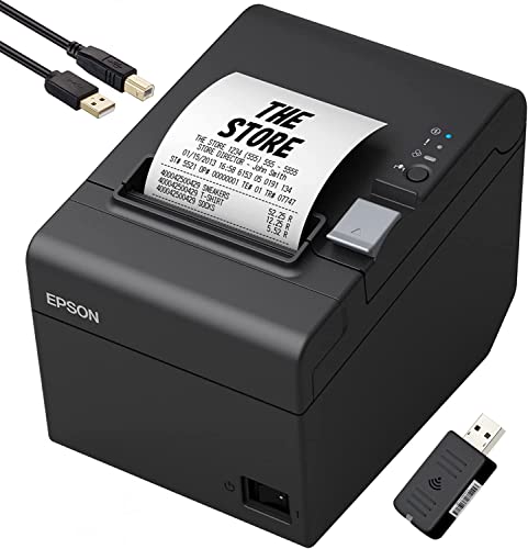 Epson TM-T20III Thermal Wireless POS Receipt Printer with Wireless Dongle, Black - WiFi, Ethernet, USB-B Interfaces and DK Port - 250mm/sec, 203 dpi, Auto-Cutter, DAODYANG Printer_Cable