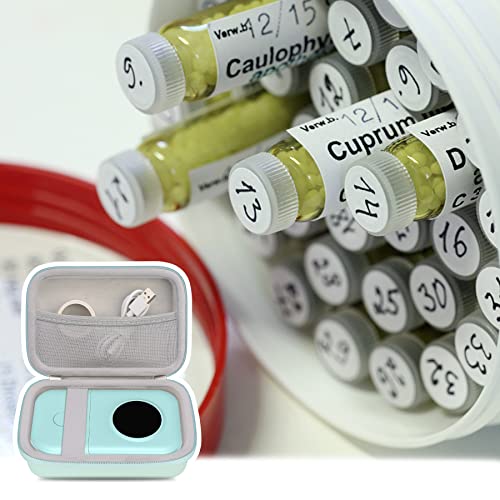 Elonbo Label Maker Carrying Case for Phomemo D30 Label Printer, Portable Bluetooth Wireless Mini Smartphone Label Maker Machine Storage Holder, Mesh Pocket Fits D30 Labels Tape, Green (CASE ONLY)