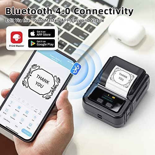 Itari M120 Label Makers Bluetooth Label Printer Label Maker Machine with Tape for Small Business, Envelopes, Candle, Jars, Clothes, Files, Compatible with Android & iOS System, Black