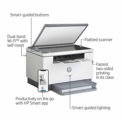 HP LaserJet MFP M234dw All-In-One Wireless Monochrome Laser Multifunction Printer, Print Scan Copy-30 ppm, 600 x 600 dpi, 1.3" LCD, 8.5" x 14", Auto Duplex Printing, USB, Ethernet, Cbmou Printer_Cable