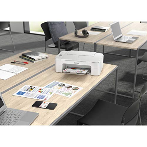 Canon PIXMA TS Series Wireless Inkjet All-in-One Printer - Print, Scan and Copy for Home or Office - up to 4800 x 1200 Resolution, 1.5 Segment LCD Display - White - BROAGE 6 Feet Printer Cable