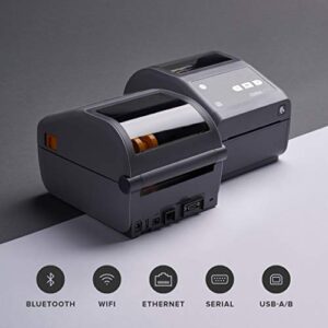 ZEBRA ZD620d Direct Thermal Desktop Printer 203 dpi Print Width 4 in WiFi Bluetooth Ethernet Serial USB ZD62042-D01L01EZ