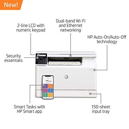 HP Color LaserJet Pro M182nw Wireless All-in-One Laser Printer, Remote Mobile Print, Scan & Copy (7KW55A) (Renewed)