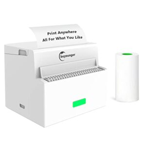 buyounger mini printer, mini sticker printer for iphone android phone, pocket printer for photo/picture/text/notes/label, white