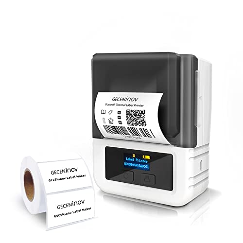 Label Printer Bluetooth Portable Thermal Label Maker with USB Rechargeable，Bluetooth Wireless Sticker Printer Maker,Apply to Labeling,QR Code,Bar Code, Compatible with Android, iOS