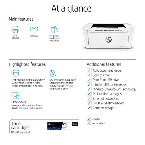 HP Laserjet Pro M15w Wireless Laser Printer (W2G51A) (Renewed)