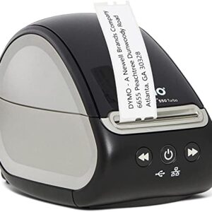 DYMO LabelWriter 550 Turbo Direct Thermal Label Printer, Black - USB and LAN Connectivity Monochrome Label Maker - Print up to 90 Labels Per Minute, 300 dpi, Auto Label Recognition - BROAG