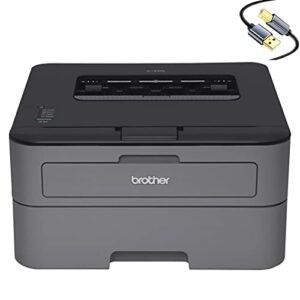 brother hl-l2300db monochrome laser printer with duplex printing for home business office – 2400 x 600 resolution – 27 ppm, hi-speed usb 2.0, 250-sheet capacity, cbmoun usb printer cable