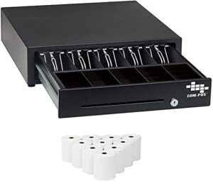 eom-pos cash register money drawer. compatible with square [receipt printer required]. includes 10 rolls of thermal receipt paper