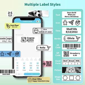 Label Maker, Mini Label Maker Machine with Tape, Portable Bluetooth Label Printer, Wireless Labeler Handheld Sticker Maker Included Multiple Templates Available for Storage, Study, Office, Home