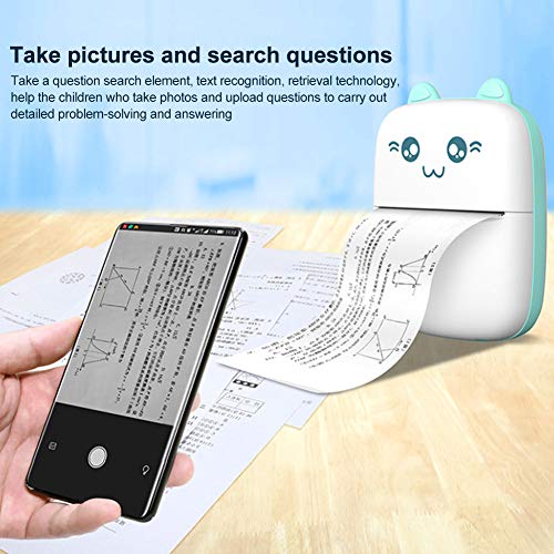 Portable Printer, Mini Pocket Printer, Mini Thermal Printer,200DPI Wireless Bluetooth BT 4.0 Photo Printer, Label Memo Receipt Paper Smart Printer with 1 Roll Thermal Paper (Blue)