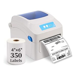 shipping label printer, barcode thermal direct printer for amazon ebay paypal etsy shopify shipstation stamps.com ups usps fedex dhl, 4×6 inch with 350 labels not for mac