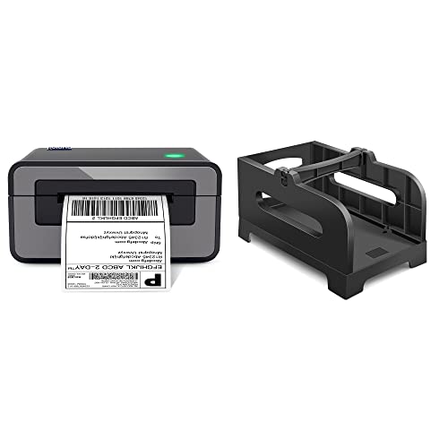 POLONO Shipping Label Printer Gray, 4x6 Thermal Label Printer for Shipping Packages, Commercial Direct Thermal Label Maker, Label Holder, Thermal Label Holder for Fan-Fold and Roll Labels