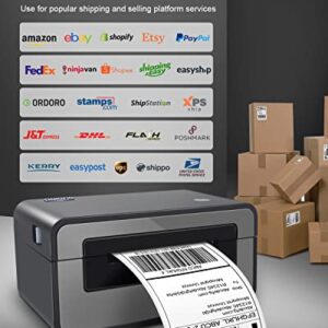 POLONO Shipping Label Printer Gray, 4x6 Thermal Label Printer for Shipping Packages, Commercial Direct Thermal Label Maker, Label Holder, Thermal Label Holder for Fan-Fold and Roll Labels