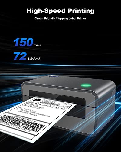 POLONO Shipping Label Printer Gray, 4x6 Thermal Label Printer for Shipping Packages, Commercial Direct Thermal Label Maker, Label Holder, Thermal Label Holder for Fan-Fold and Roll Labels