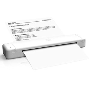 hprt wireless bluetooth portable printer for travel supports 8.5″ x 11″ us letter & a4 paper, compatible with android and ios phone no-ink technology suitable for mobile office.(mt800q)