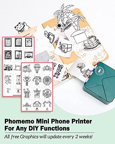 Phomemo M02S 304dpi Pocket Printer- Bluetooth Thermal Photo Printer, Black and White Print-Out Phone Printer for Photo Printing, Plan Journal, Organization, DarkGreen