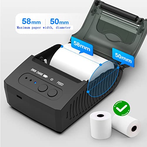 Heayzoki Bluetooth Thermal Label Printer, Shipping Label Printer, 48Mm/Sec Speed Pocket Printer, Mini Printer for Android iOS Windows, Built in 2000Mah Battery, Hotline Printing