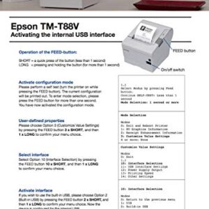 Epson C31CA85656 TM-T88V Thermal Receipt Printer with Power Supply, Energy Star Rated, Ethernet and USB Interface, Dark Gray