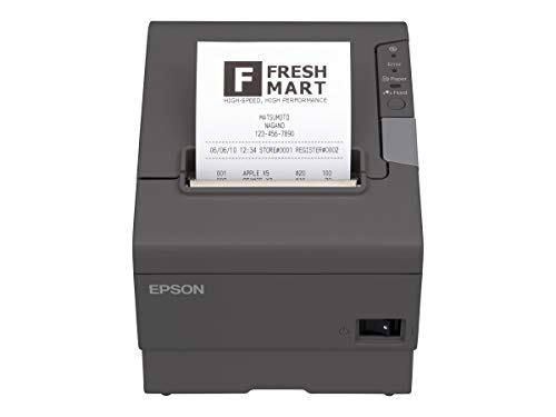 Epson C31CA85656 TM-T88V Thermal Receipt Printer with Power Supply, Energy Star Rated, Ethernet and USB Interface, Dark Gray