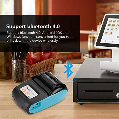 58mm Mini Thermal Receipt Printer, Support Bluetooth 4.0, Android, and Windows, USB Direct Thermal Printer for ESC/POS/Receipt Ticket Printer Professional(Blue)