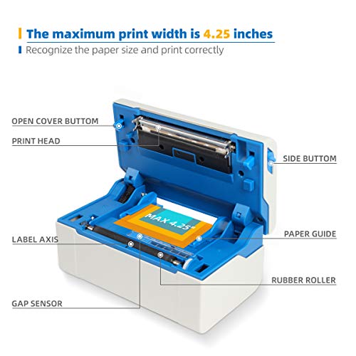 Shipping Label Printer, Micmi Commercial Direct Thermal Desktop Label Printer Support Amazon Ebay PayPal Etsy Shopify Shipstation Stamps.com Ups USPS FedEx DHL Support Windows, 4x6 inch Not for Mac