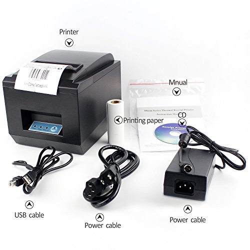 symcode POS Thermal Receipt Printer Ethernet/LAN, & Serial Port - Auto Cutter - Cash Drawer Port - Paper Width 3 1/8" (80mm) - Works on Windows XP/Vista/7/8/8.1/10 Uses