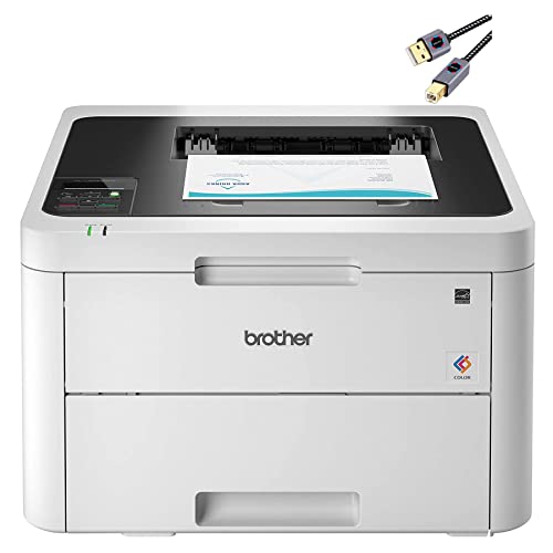 Brother L-3230CDW Compact Digital Color Laser Printer I Wireless I Mobile Printing I Ethernet & USB Connectivity I Auto 2-Sided Printing I Print Up to 25 ppm I 250 Sheets Input + Printer Cable