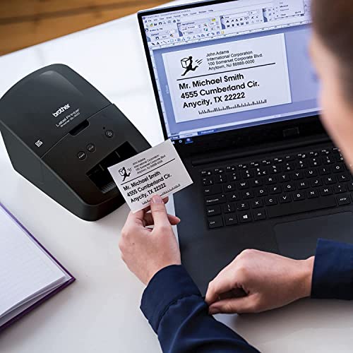 Brother QL-600 Economic Desktop Wired Label Printer for Home and Office, Black - USB Connectivity - up to 2.4" Wide, 300 x 600 dpi, 44 Labels Per Minute, Automatic Cutter Label Maker