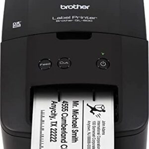 Brother QL-600 Economic Desktop Wired Label Printer for Home and Office, Black - USB Connectivity - up to 2.4" Wide, 300 x 600 dpi, 44 Labels Per Minute, Automatic Cutter Label Maker