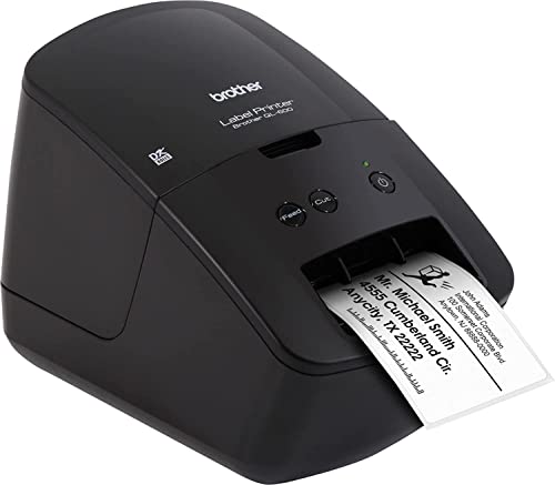 Brother QL-600 Economic Desktop Wired Label Printer for Home and Office, Black - USB Connectivity - up to 2.4" Wide, 300 x 600 dpi, 44 Labels Per Minute, Automatic Cutter Label Maker