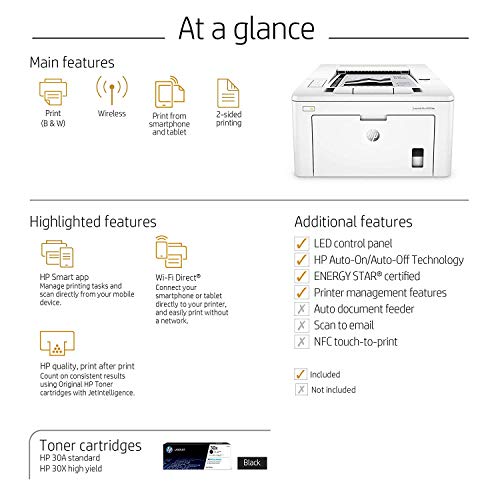 HP G3Q47A#BGJ Laserjet Pro M203dw Wireless Laser Printer (G3Q47A). Replaces M201dw Laser Printer (Renewed)