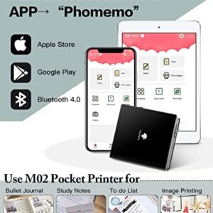 Phomemo M02 Mini Bluetooth Label Maker with 1 Transparent/Semi-Transparent/Gold Glitter Sticker Paper, Black