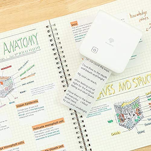 Phomemo M02 Pro Pocket Printer - with 3 Rolls Transparent White Paper， Compatible with iOS + Android for Plan Journal, Study Notes, Art Creation, Work, Gift